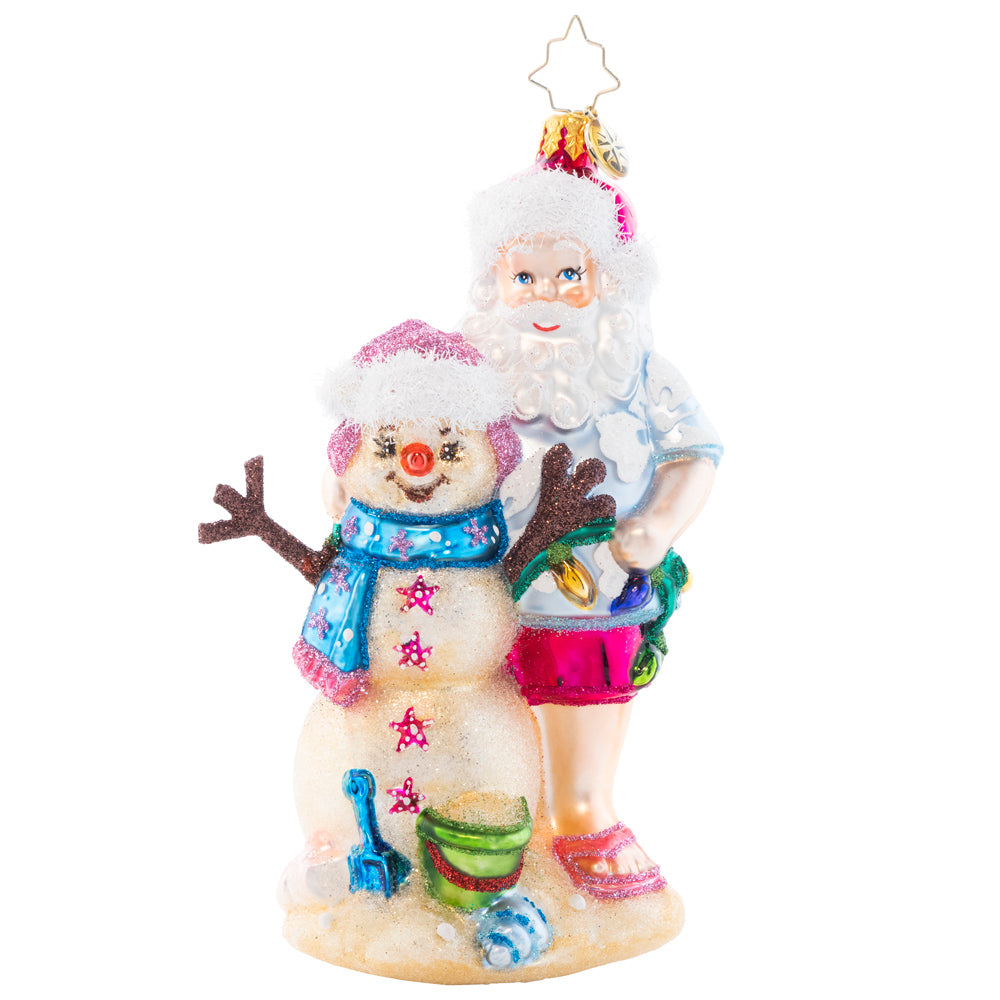 Christopher Radko SANDY SNOW TEAM Ornament 1021366 Santa Beach Snowman ...